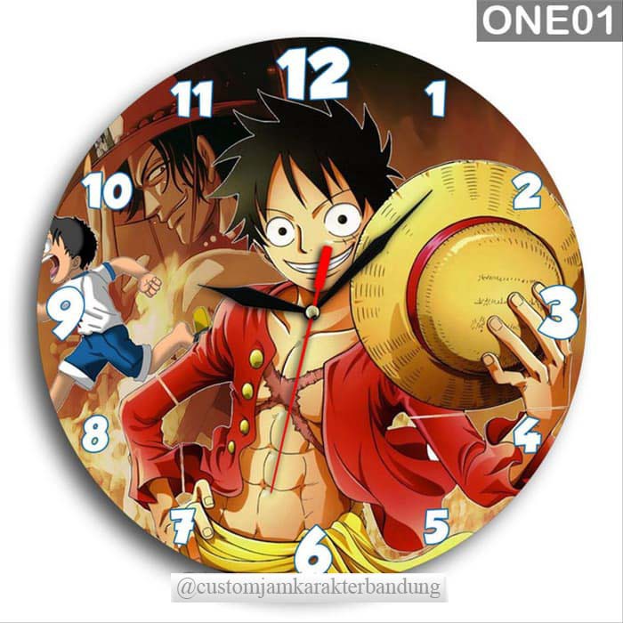 Jual JAM DINDING ONE PIECE LUFFY ANIME KAYU UNIK ONE01 FREE BATERAI ...