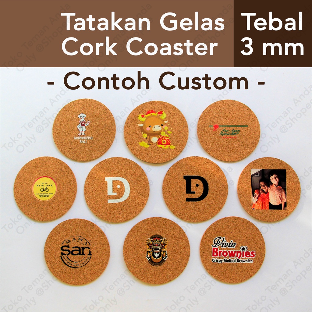 Jual Tatakan Gelas / Cork Coaster / Alas Gelas Gabus 3mm Serap Air / Custom | Shopee Indonesia