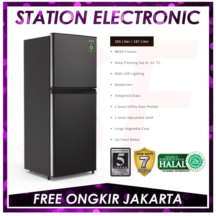 Jual SHARP SJ-236MN-HS SHARP KULKAS 2 PINTU 205L SJ236MNHS - GREY ...
