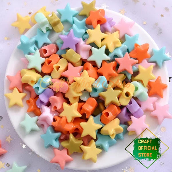 Jual 60 Pcs Manik Manik Mote Bintang Pastel Mute Bintang Pastel Bahan ...