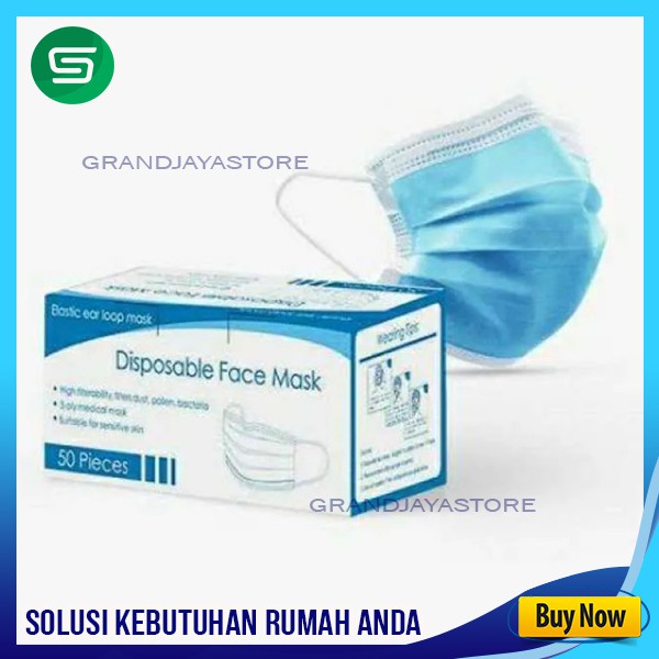 Jual MASKER DISPOSABLE 3 PLY EARLOOP MASKER 3 PLY EARLOOP PREMIUM 1 BOX ...