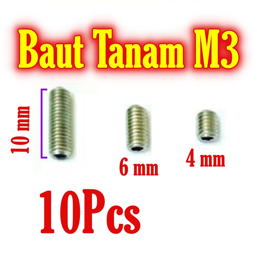Jual 10Pcs Baut Tanam L M3 x 3 4 6 10 Stainless Steel Stenlis sus304 | Shopee Indonesia