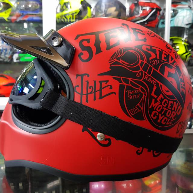 Jual Helm HBC Cakil Motif Full Face Helm Retro Jap Style Classic Style ...