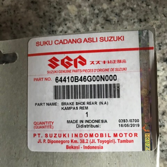 Jual Kampas rem belakang Suzuki Spin Skywave Hayate Skydrive ori 64410B46G00N000 | Shopee Indonesia