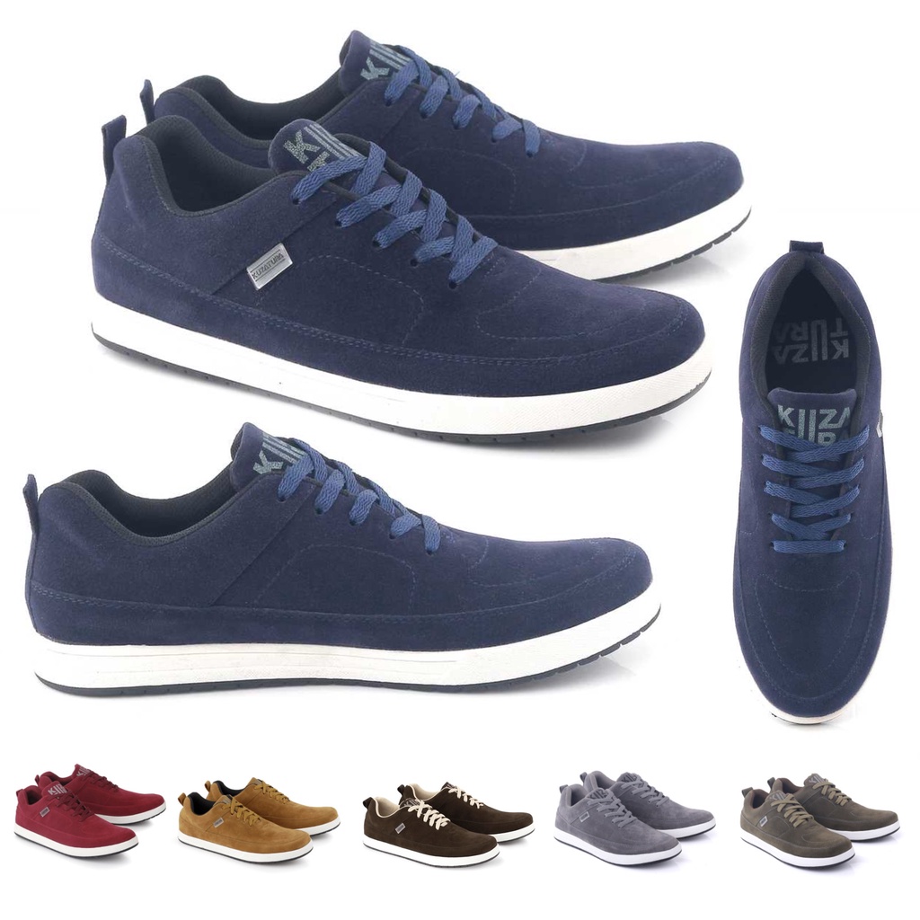 Jual ORI Sepatu Sneakers Pria Navy Casual Man Shoes Sporty Suede Sneker ...