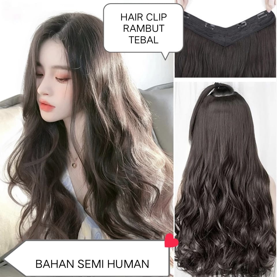 Jual IMPORT TEBAL Hair Clip lurus panjang murah hairclip rambut palsu ...