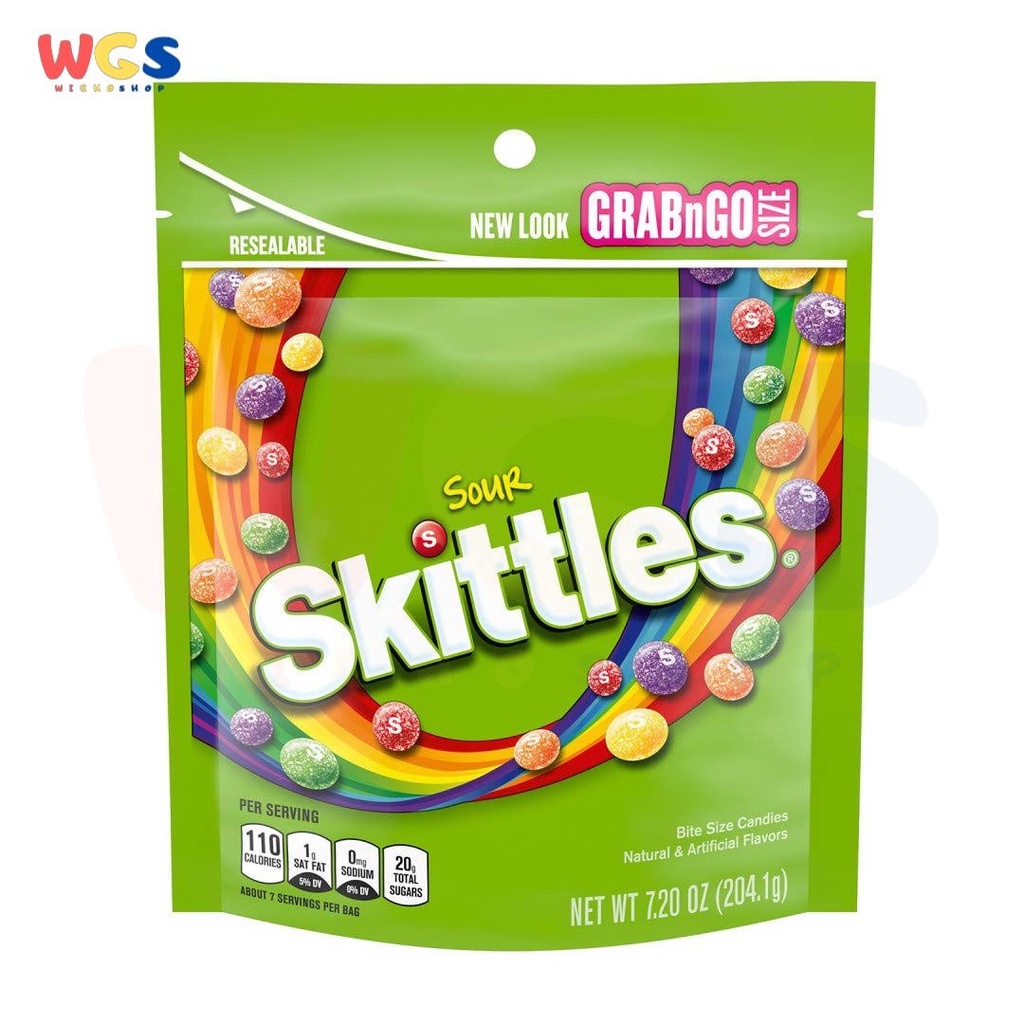Jual Permen Sour Skittles Candy Natural & Artificial Flavors 7.2oz 204 ...