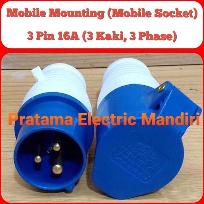 Jual Plug & Mobile Mounting Socket 3 Pole 3 Pin 3P 16A Male Female ...