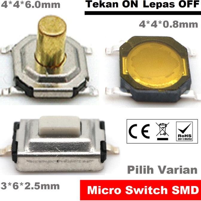 Jual SMD Micro Tactile Momentary Push Button Switch Saklar Mini Tekan ...
