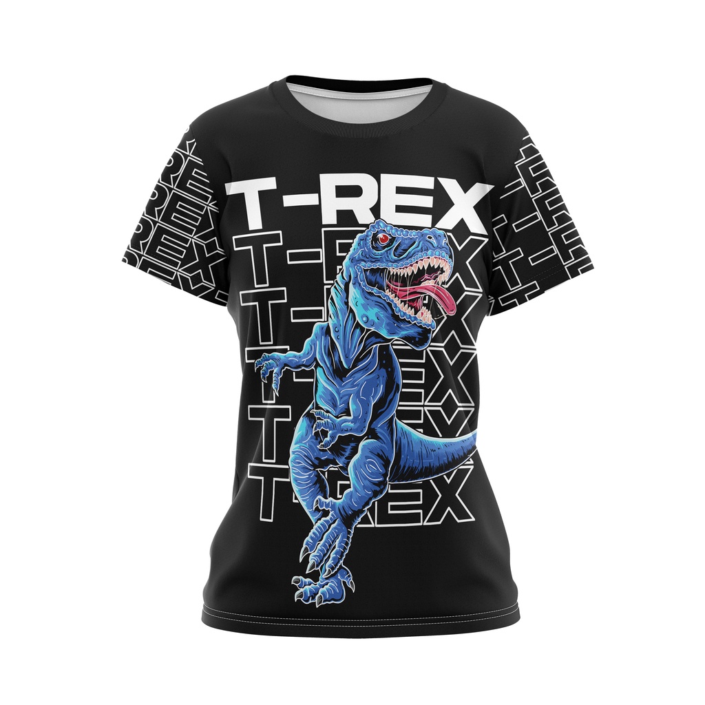 Jual Baju Kaos Tshirt Wanita Pattern Dinosaurus T-Rex Full Printing ...