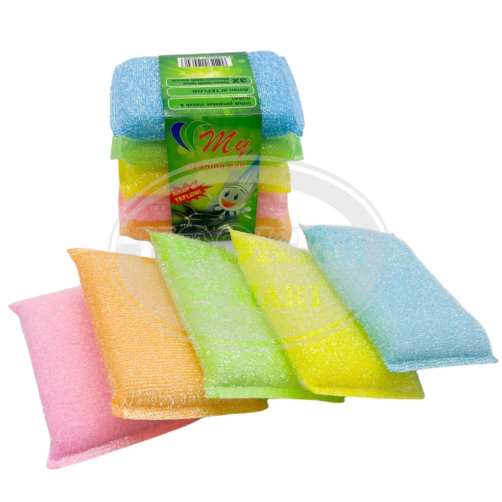 Jual SPONS CUCI PIRING WARNA ISI 5 / SABUT UNTUK CUCI PIRING / SPONGE 5 ...