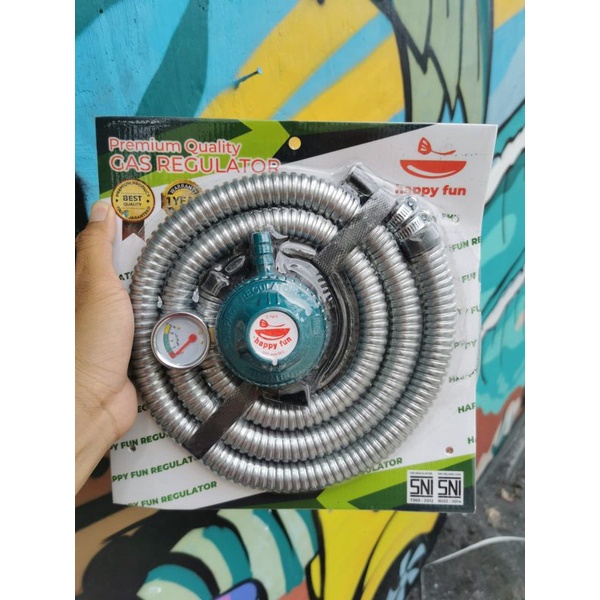 Jual ( AJ ) Regulator Gas Happy Fun Komplit / Regulator + selang Happy ...