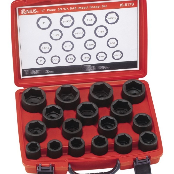 Jual GENIUS 17 PCS SHOCK IMPACT DRIVE 3/4 INCH ( IS-617S ) UKURAN 1 ...