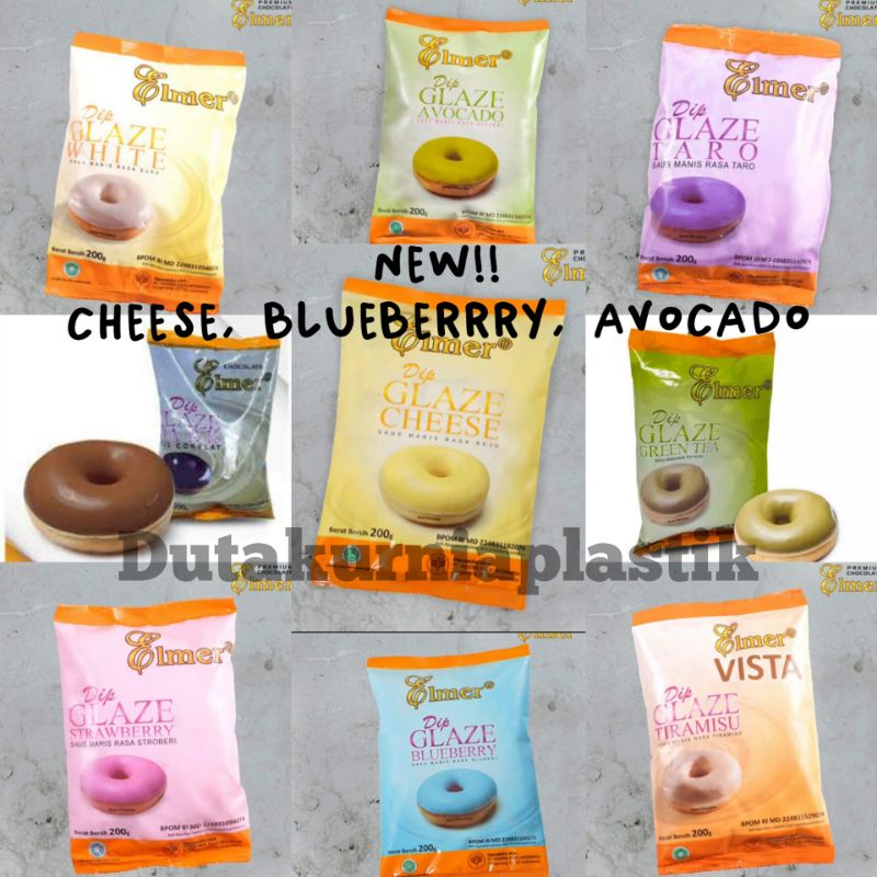 Jual ELMER Dip Glaze Donat Topping Kue Saus Rasa Coklat Taro Green Tea ...