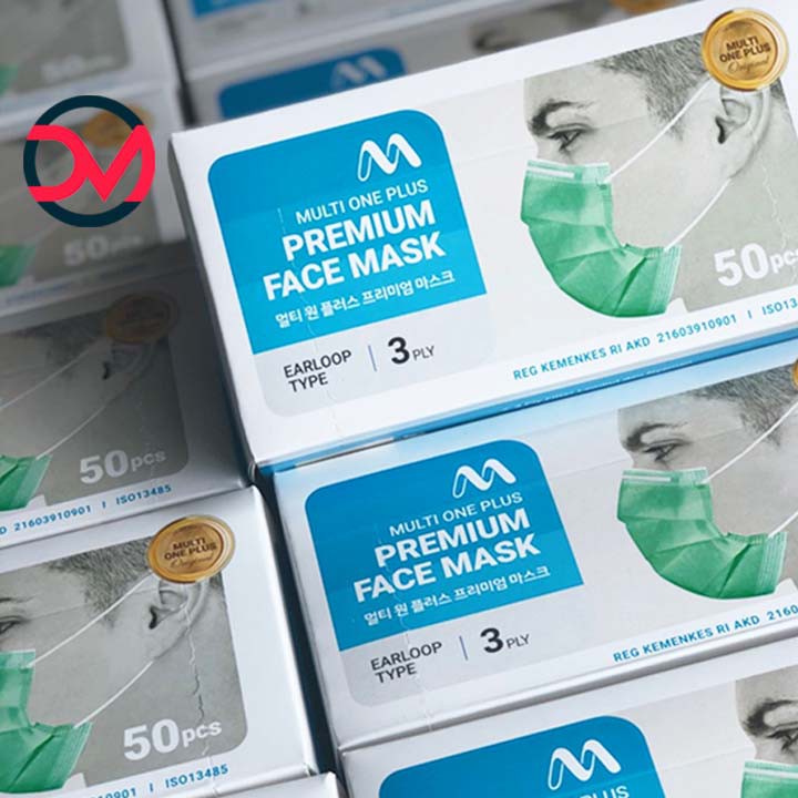 Jual Masker Multi One Plus Premium 3ply isi 50 / Masker Medis Earloop ...