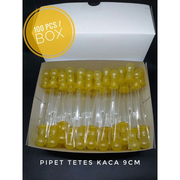 Jual pipet tetes/ pipet kaca /pipet 9cm dot kuning isi 100pcs/box ...