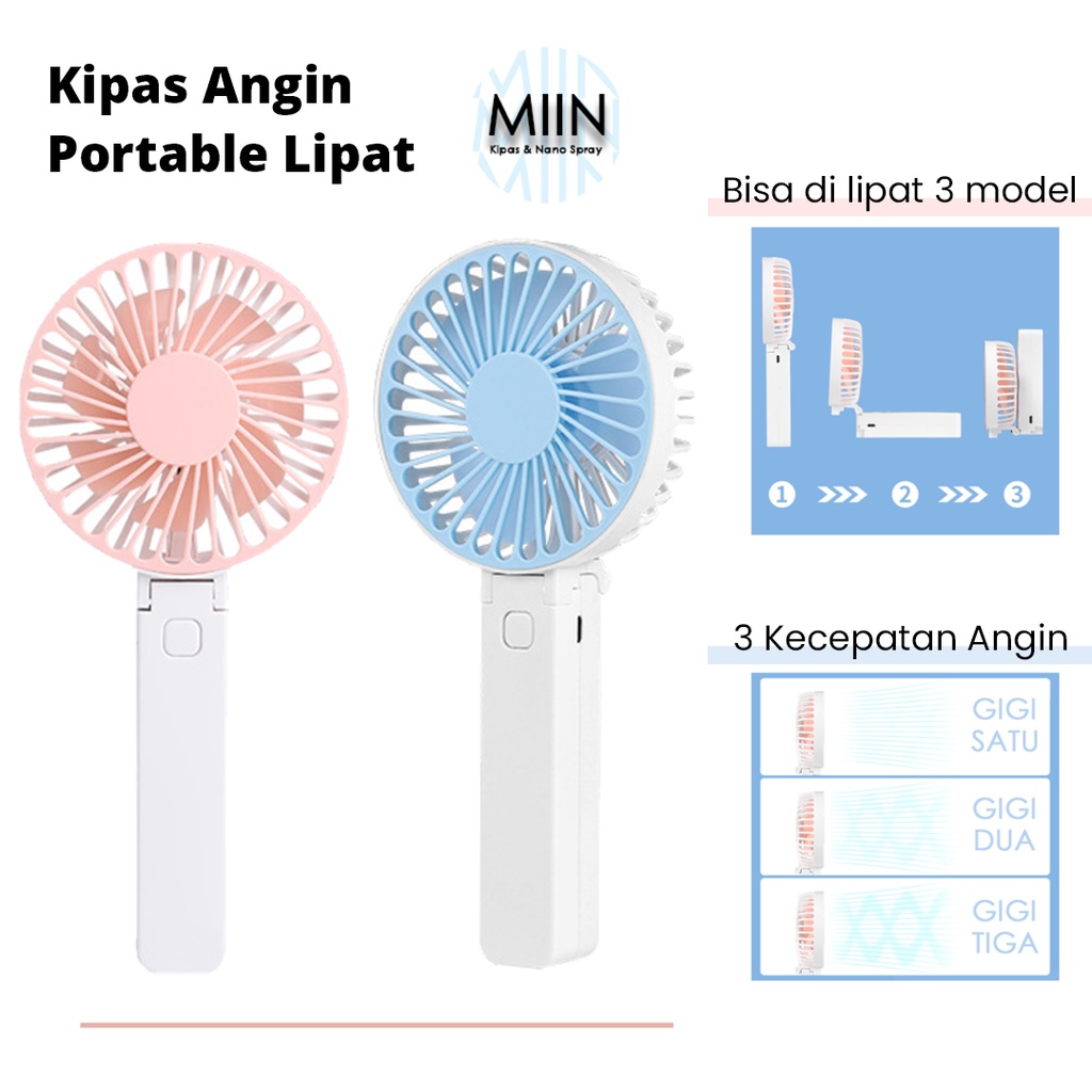 Jual Kipas Angin MINI Portable Lipat Genggam Fan USB Rechargeable ...