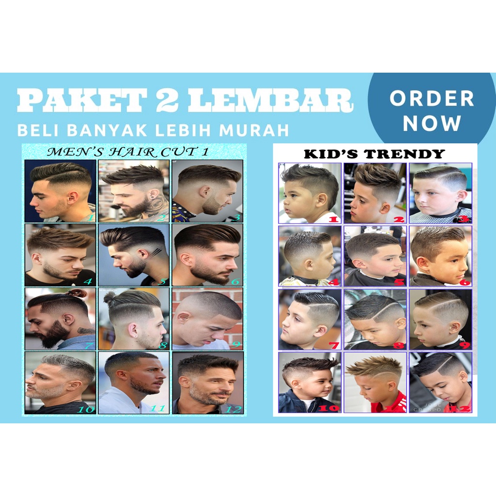 Jual 2 LEMBAR Poster pangkas rambut / Model rambut pria korea / model ...