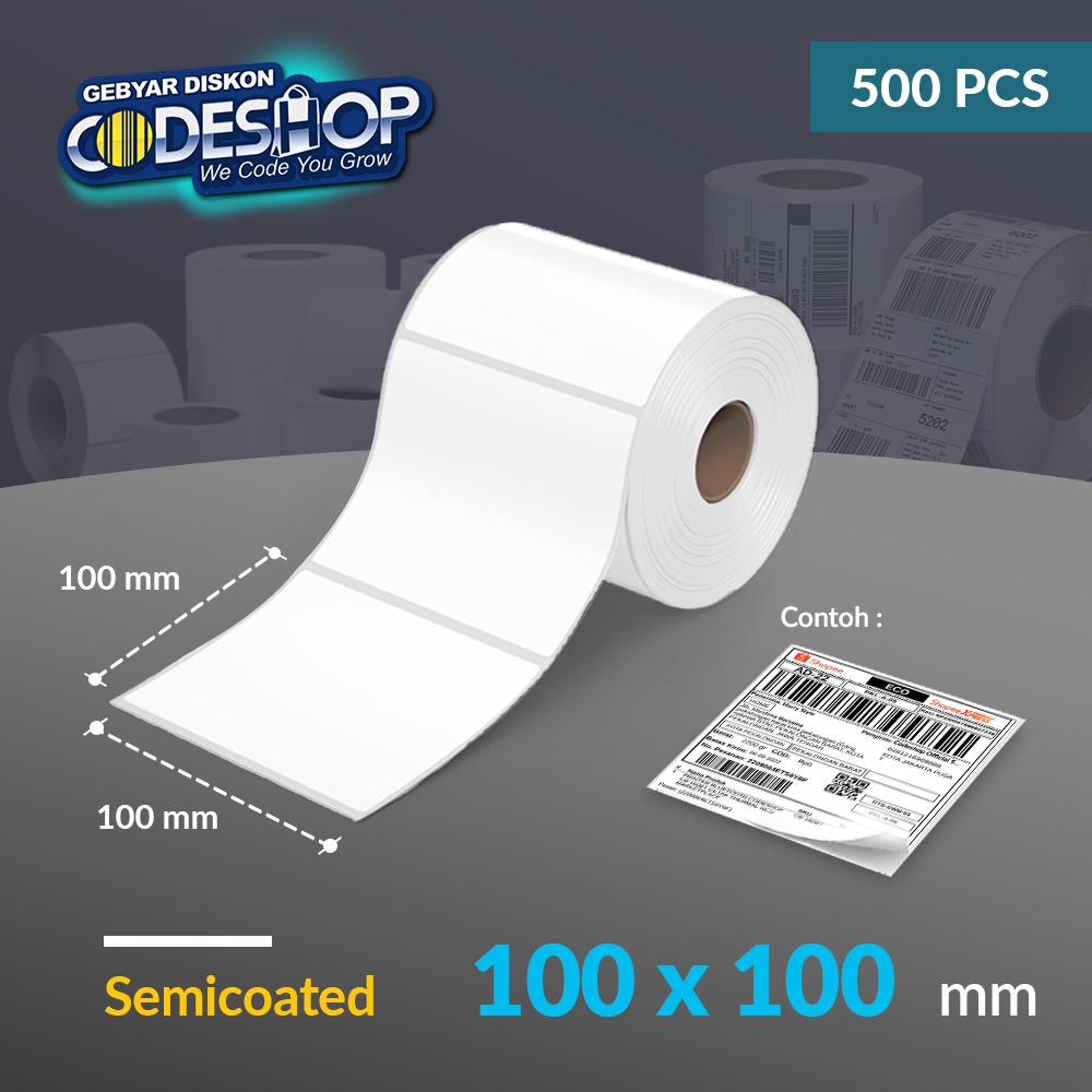 Jual Codeshop Label Semicoated 100 x 100 mm 1 Line Stiker Printer Barcode Core 1 Inch isi 500 ...