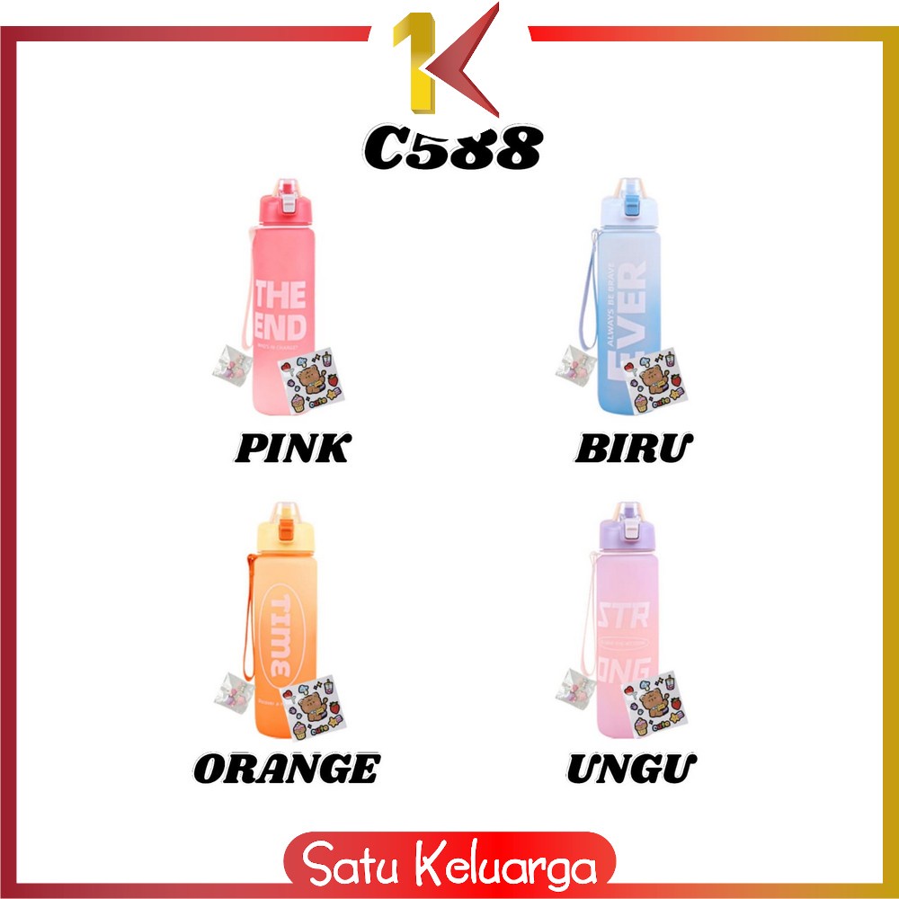 Jual SK-C580 C588 Bottle Botol Minum Tumblr Air 1 Liter / Botol Motivasi dengan Tutup Flip ...