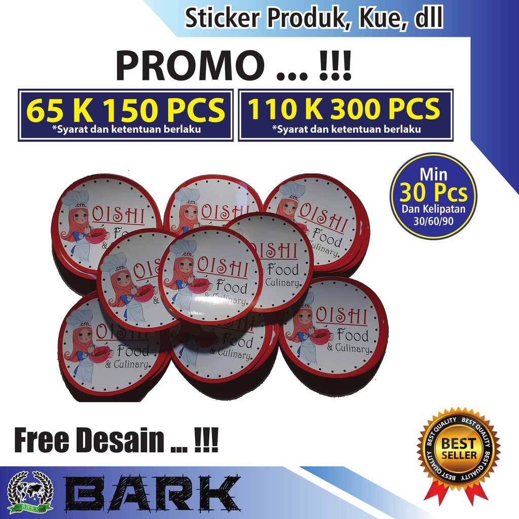 Jual cetak stiker sticker label logo custom nama jualan makanan ...