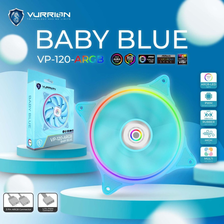 Jual VURRION VP-120-ARGB - PWM 120mm 12cm Fan Case - BABY BLUE | Shopee Indonesia