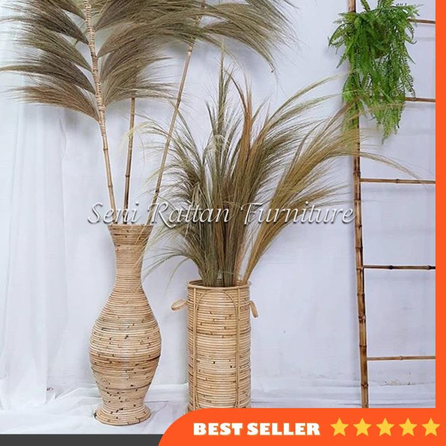 Jual Guci Vas Bunga Untuk Hiasan Dekorasi Ruang Tamu Bahan Rotan Alami ...