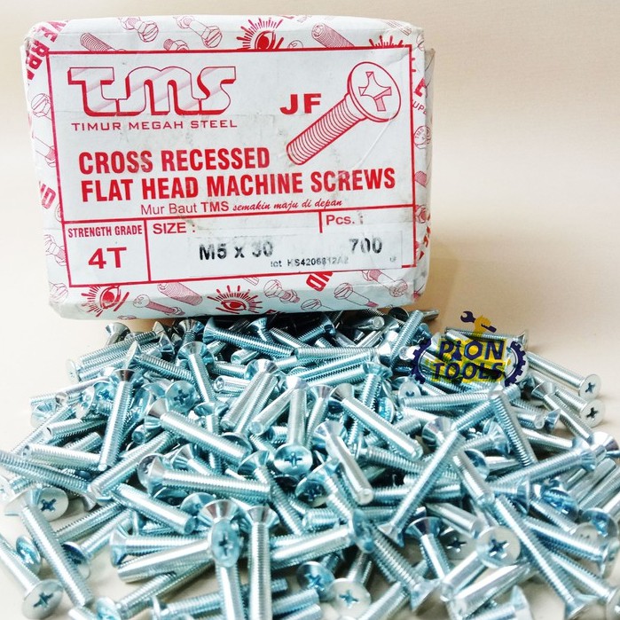 Jual 20 pc MACHINE SCREW JF 5x30 PUTIH Kepala Flat Baut Obeng Verseng ...