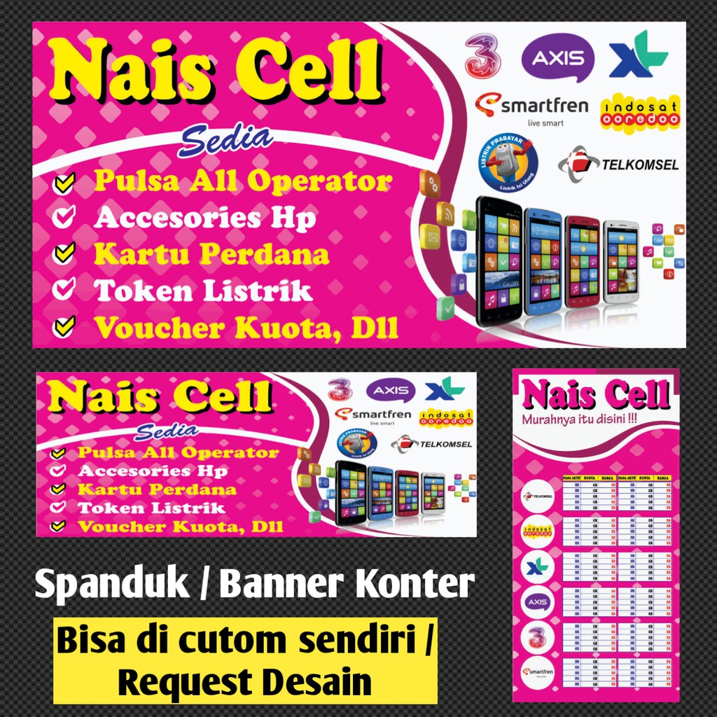 Jual Banner/Spanduk Konter/Paket data - bahan Flexy 280 gr | Shopee ...
