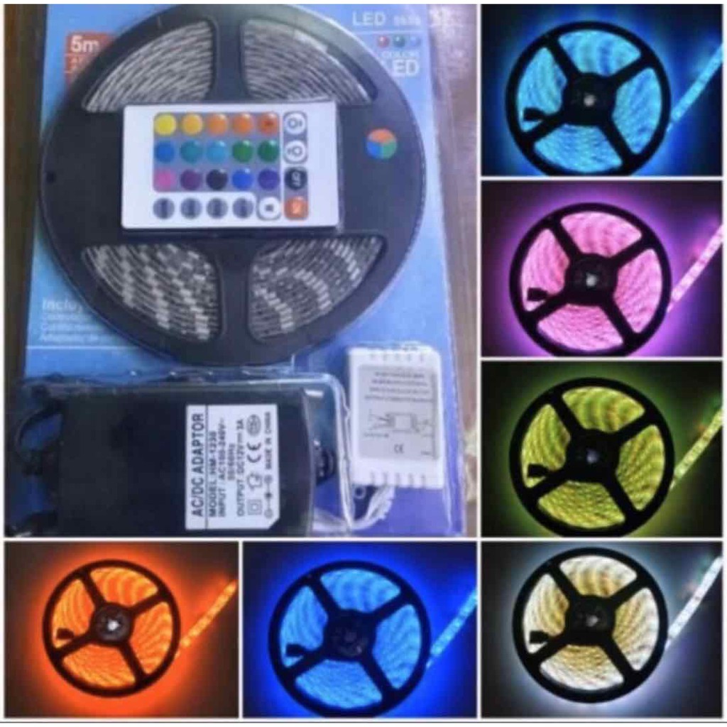 Jual Lampu led strip ip44 rgb 5050 warna warni komplit 5m 10m | Shopee ...