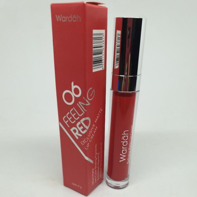 Jual Wardah Exclusive Matte Lip Cream 06 Feeling Red 4g | Shopee Indonesia