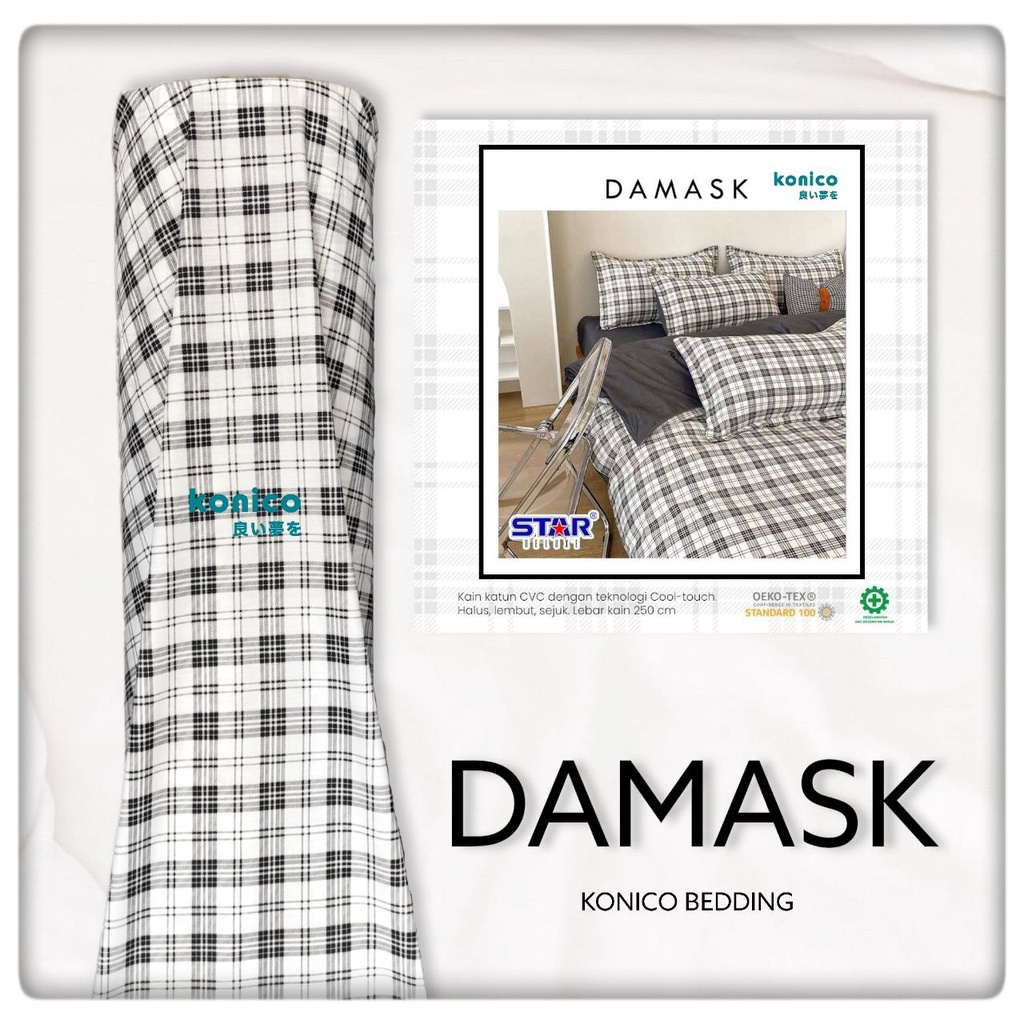 Jual KONICO kain Katun sprei Meteran Motif MINIMALIS DAMASK Tabur Star Esra GROW Catra ELBHE ...