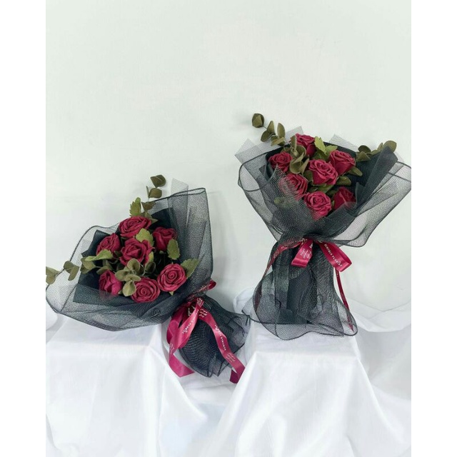 Jual Echiiglo - (PO 1-2 HARI) MAROON ROSES WRAPPING TULLE / BUKET BUNGA ...