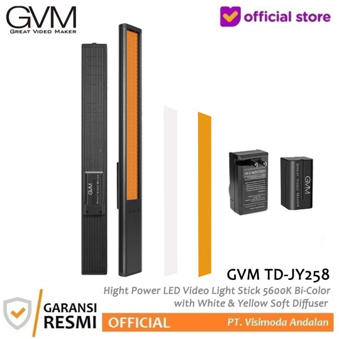 Jual GVM TD-JY258 Hight Power LED Video Light Stick 5600K with Diffuser ...