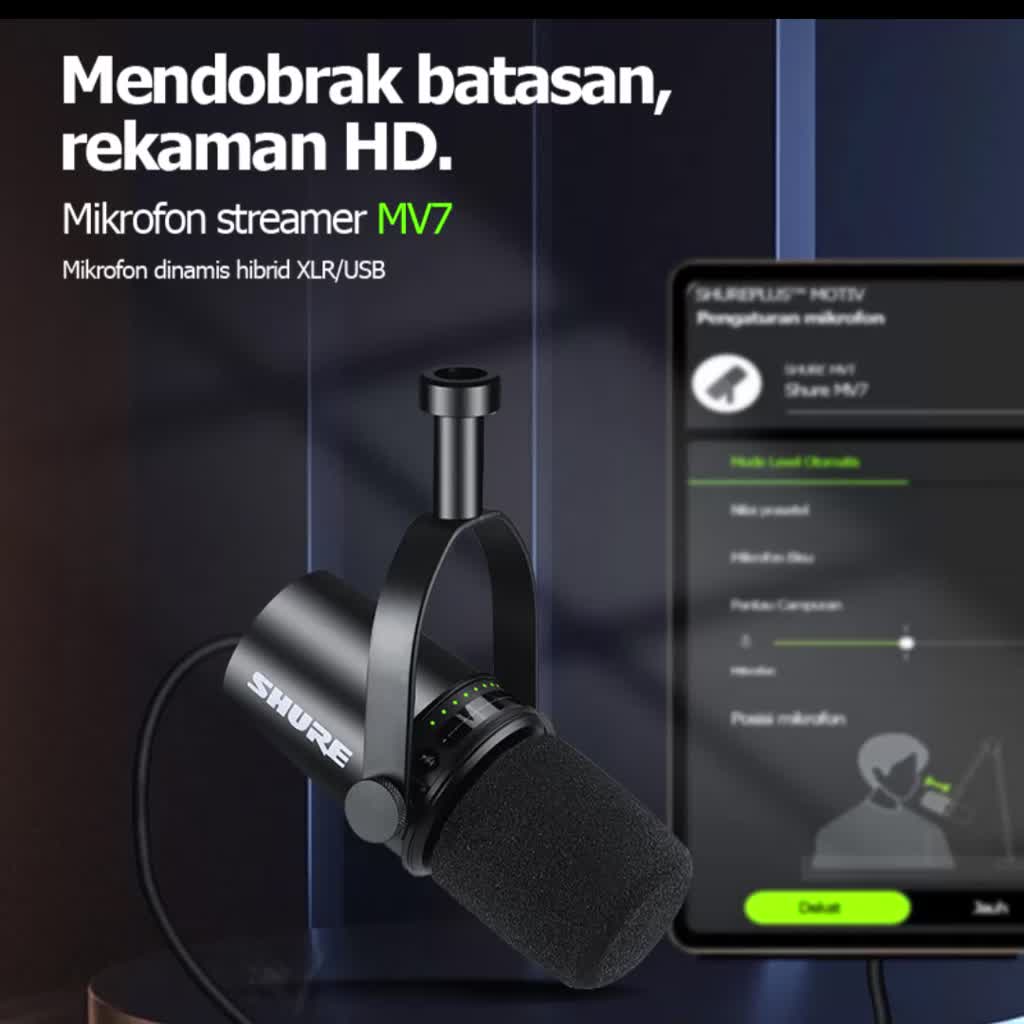 Jual shuer/mv7 mic kondensor original,microphone youtuber,mic condenser ...