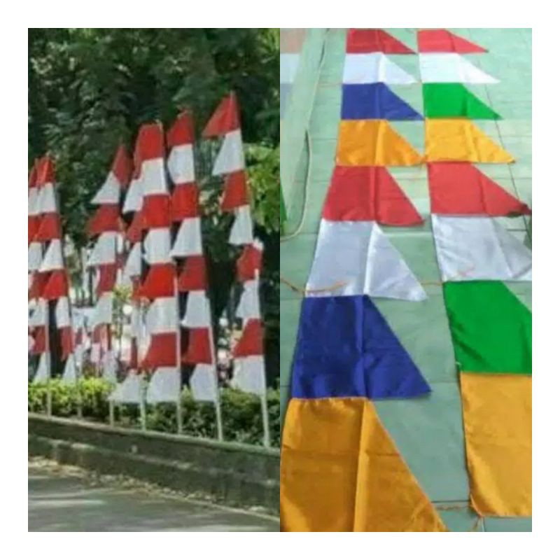 Jual Grosir umbul umbul bendera indonesia merah putih/warna warni zig zag atau gergaji | Shopee ...