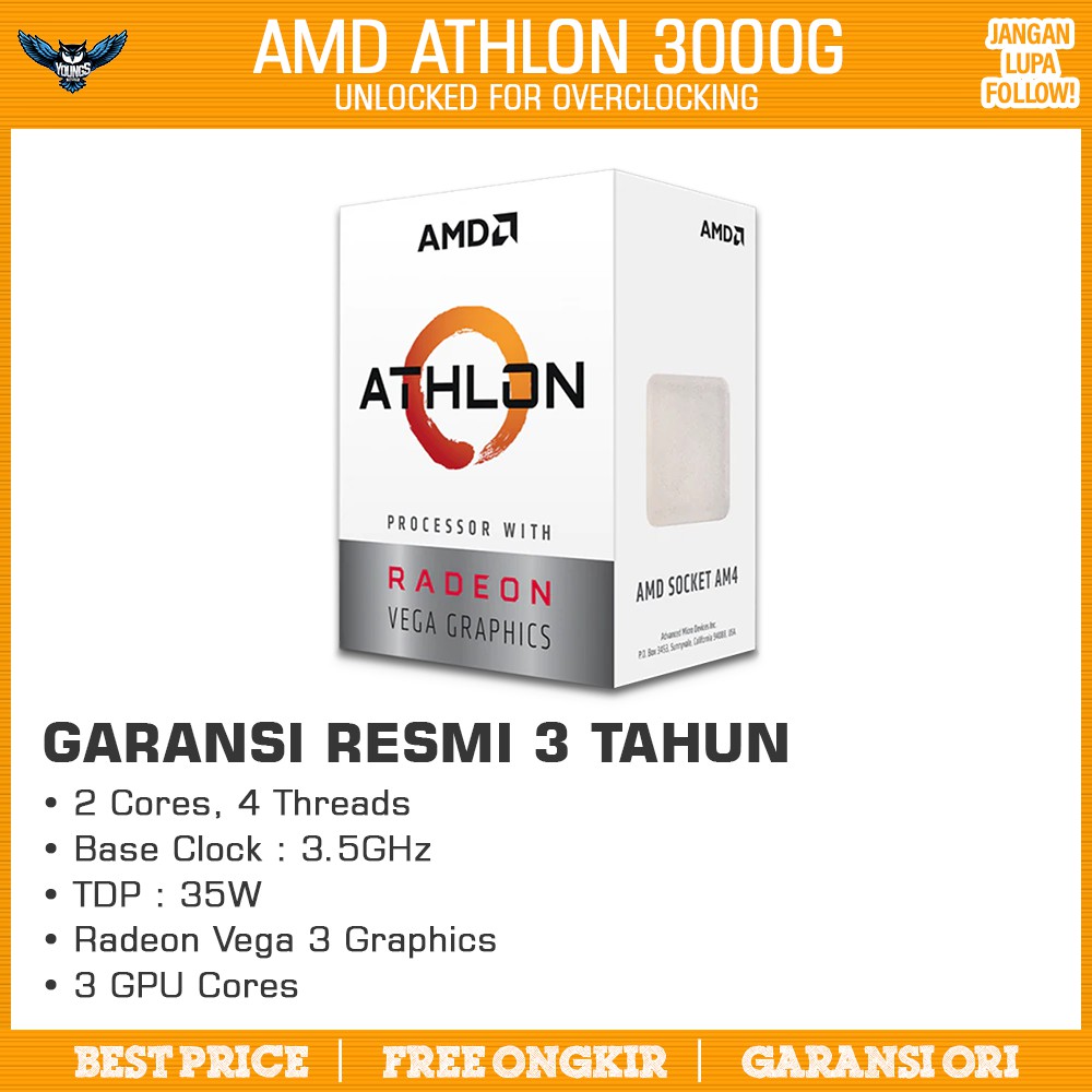 Jual PROCESSOR AMD ATHLON 3000G BOX 3.5GHZ AM4 WITH RADEON VEGA 3 ...