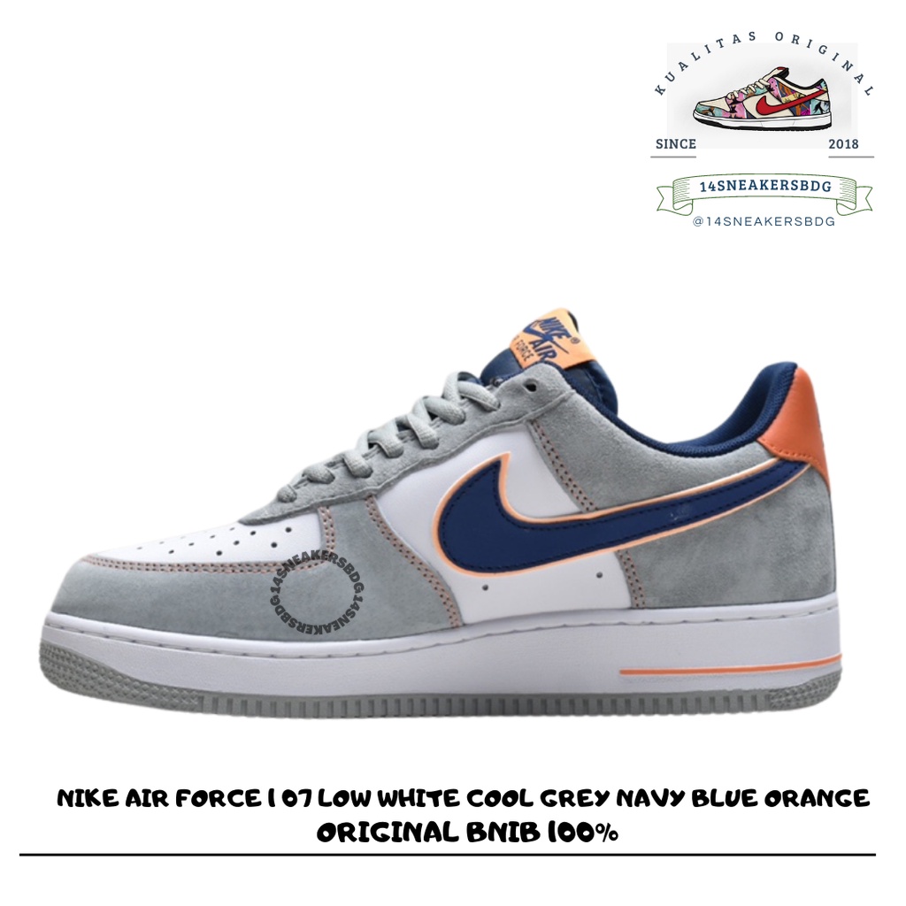 Jual Sepatu Air force 1 Low White Cool Grey Navy Blue Orange BNIB 100% ...