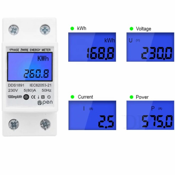 Jual Watt Meter AC Digital KWH Volt Ampere 220V 80A | Shopee Indonesia