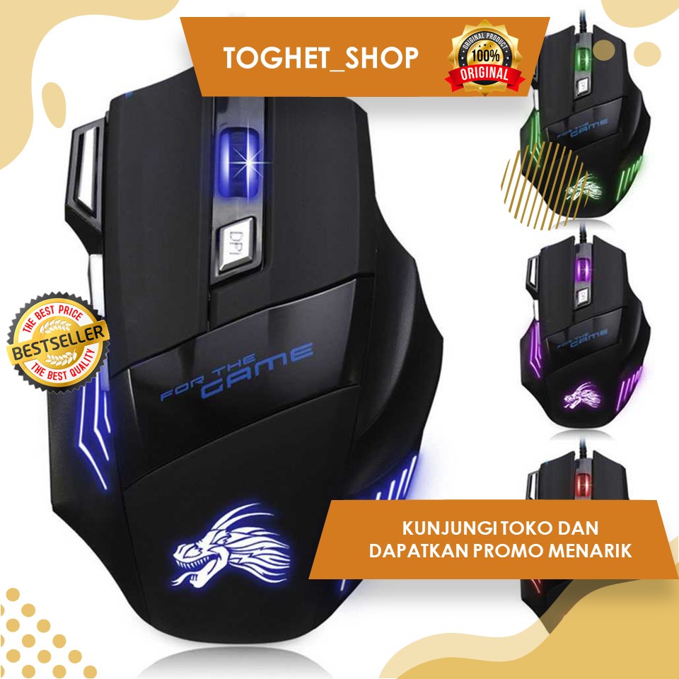 Jual Mouse Untuk Gaming Dengan Kabel Original LED Mouse Kabel LED ...