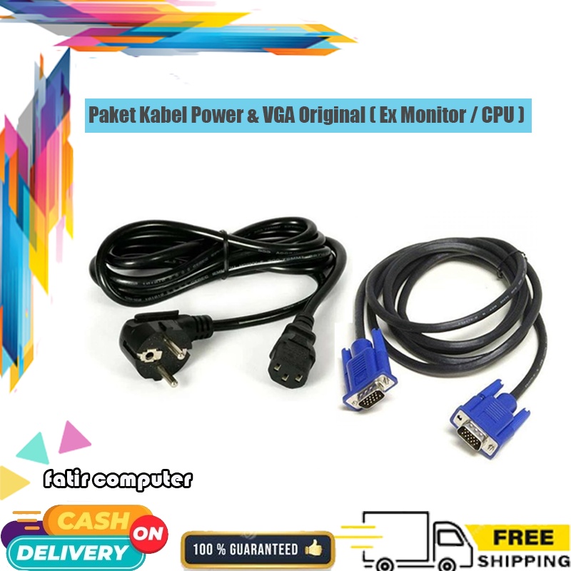 Jual Paket Hemat Kabel Power & Kabel VGA Original untuk PC/Komputer ...