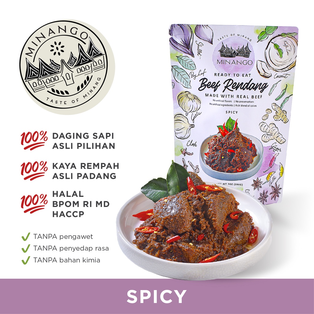 Jual Minango Rendang Daging Sapi Premium 200 gram Asli Padang Khas ...