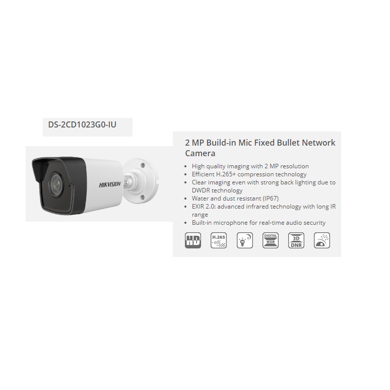 Jual Hikvision CCTV IP 1-Serial DS-2CD1023G0-IU B1 series IR Mini Bullet 2MP | Shopee Indonesia
