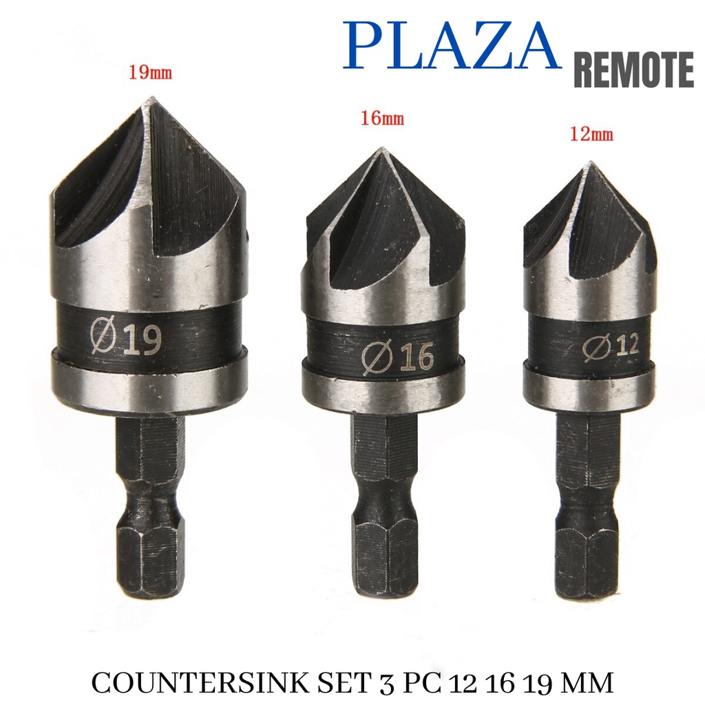 Jual MATA BOR COUNTERSINK HSS set 3 PC 12 16 19 MM | Shopee Indonesia