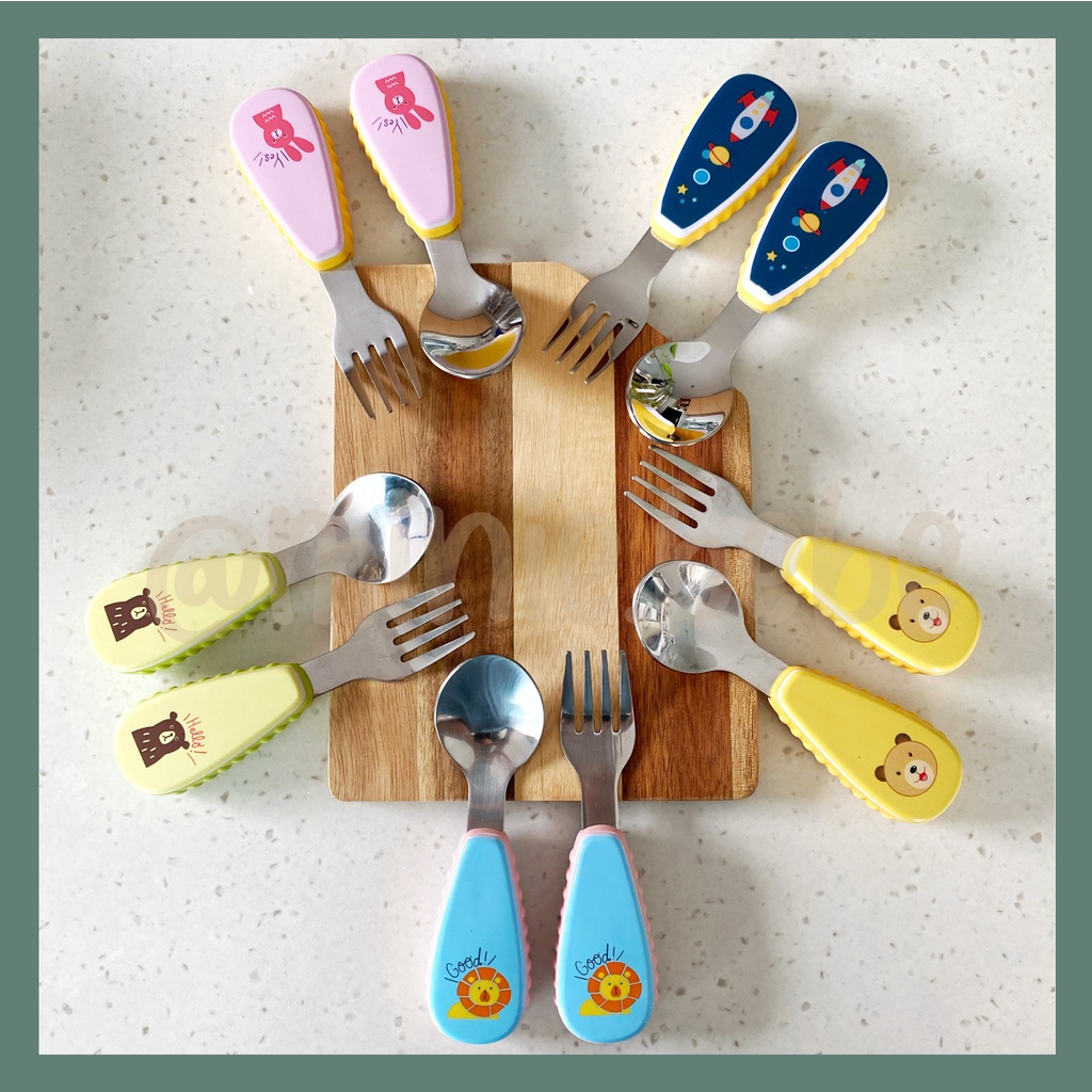 Jual Cute Baby Cutlery Set / Sendok Garpu Alat Makan Bayi Gambar Kartun ...