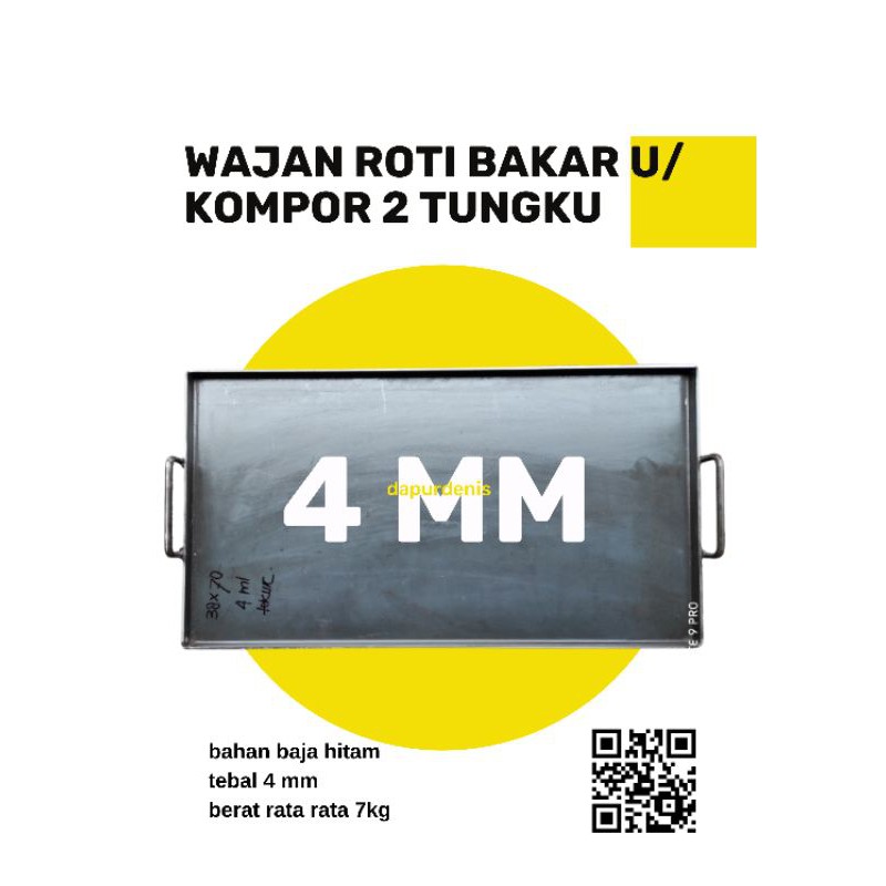 Jual (4MM) Wajan Roti Bakar 2 Tungku / Wajan Kebab / Wajan Burger ...