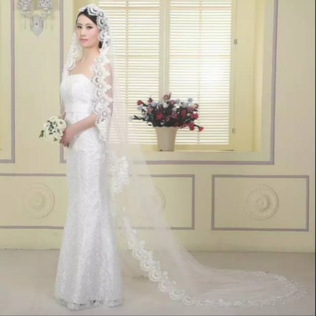 Jual Slayer Ekor utk Gaun Gown Pengantin Wedding Dress 2.5 m Bridal ...