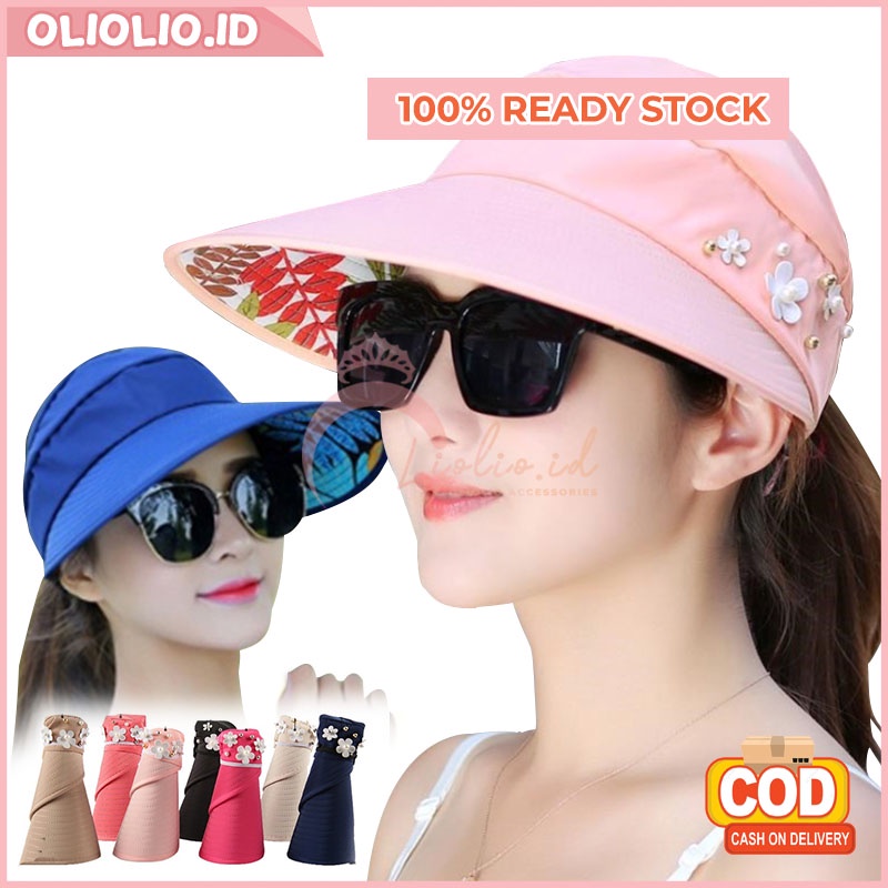 Jual Topi Pantai Wanita Motif Bunga Anti UV Cotton Import Premium ...