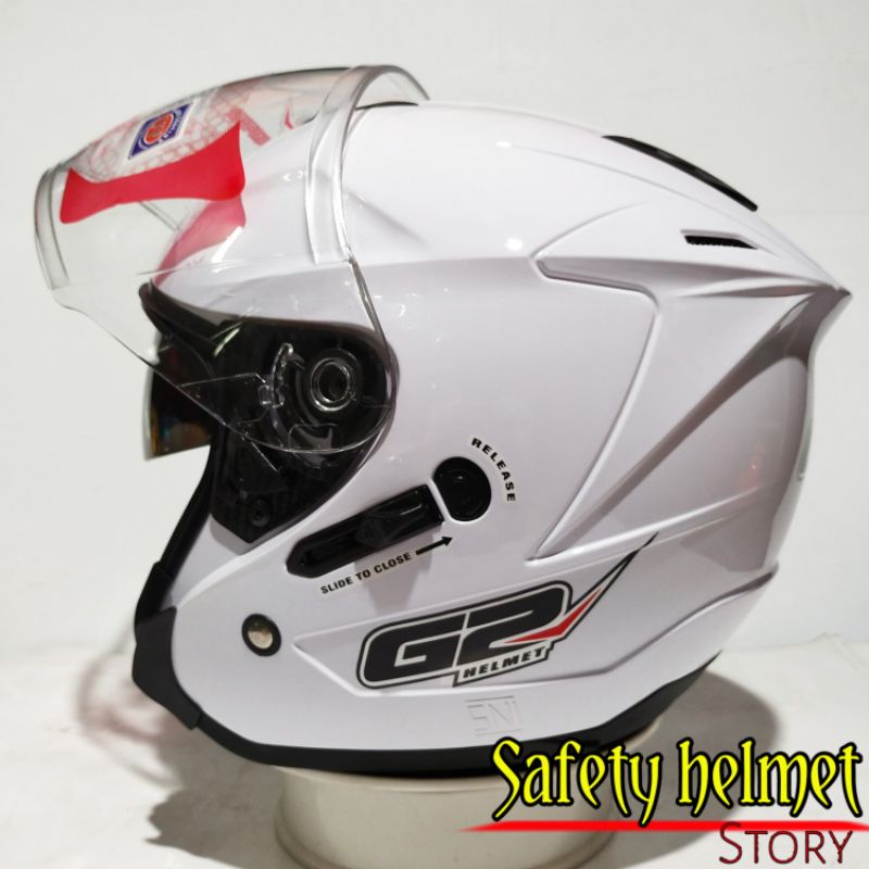 Jual Helm Half Face G2 OPTIMAX Solid White/modif Paket Ganteng REDBULL ...