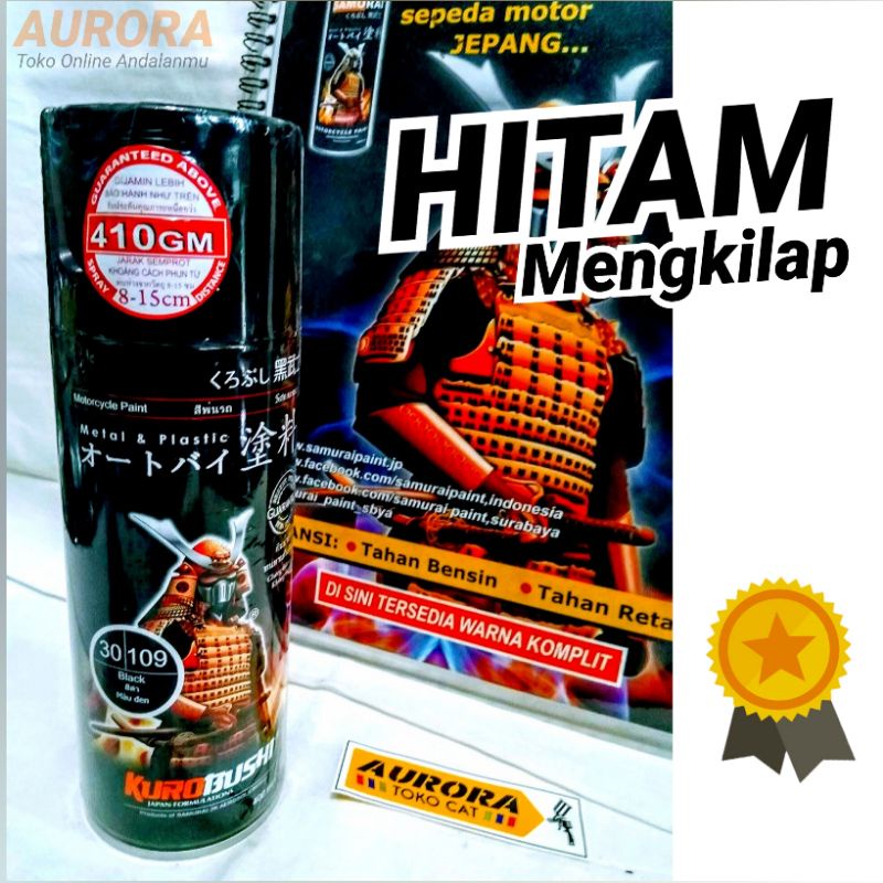 Jual Samurai Paint Black 109 Hitam Mengkilap Solid | Shopee Indonesia
